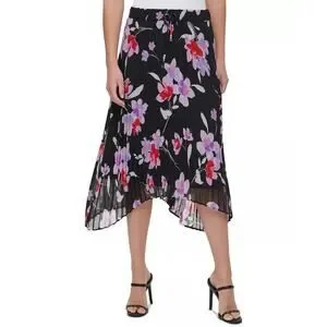Calvin Klein | Skirts | Calvin Klein Pleated Dark Floral Asymmetrical ...